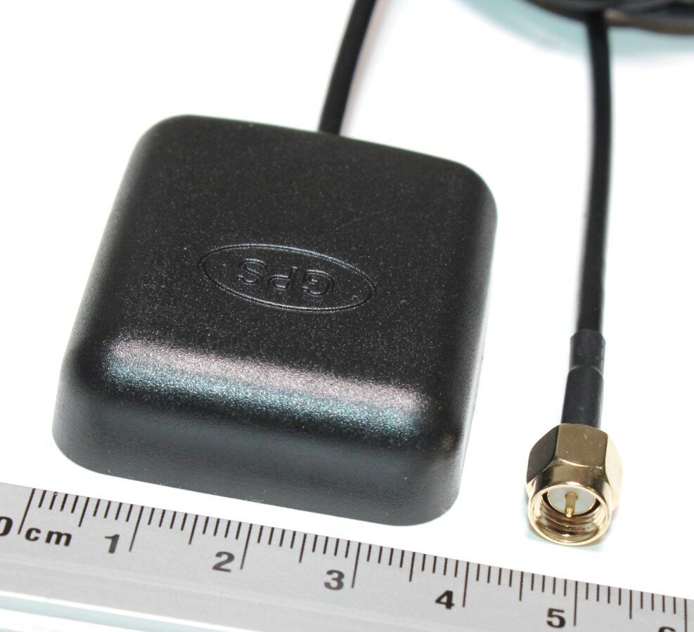 Антенна GPS/GLONASS-03 SMA-M 4,0 м, RUICHI, (Усиление 28дБи, ксвн не более 2.0, 48*32*27мм)