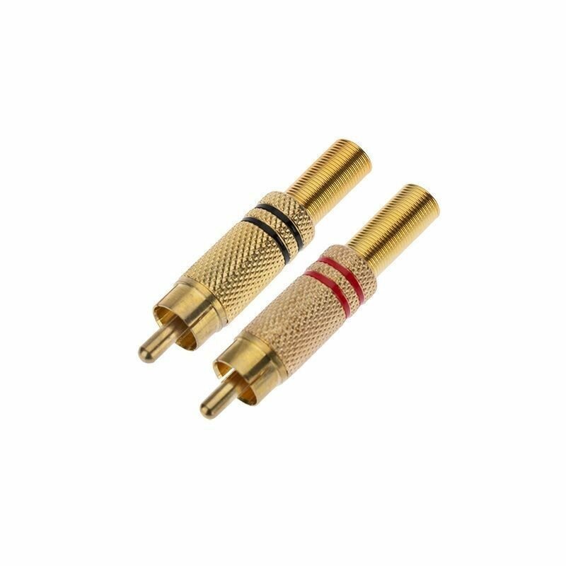 Разъёмы RCA штекер, металл, под пайку, на кабель, золотистые