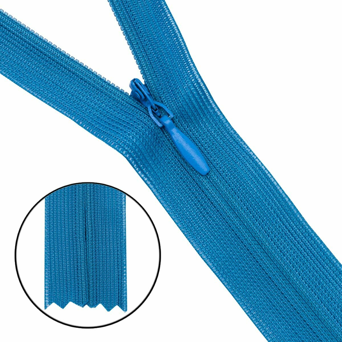 Молния потайная неразъёмная, Т3, 50 см (нейлон) (F216 голубой), 10 шт