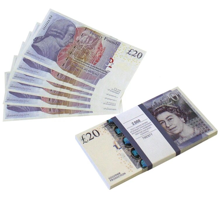 20 фунтов 2006 года Англия пачка купюр банка приколов сувенирная копия, банкноты и купюры редкие коллекционные