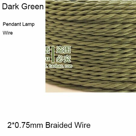 Винтажный тканевый провод 0,75 мм² медный 5/10/20/50 м Dark Green, 5m