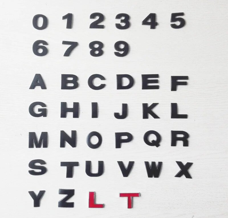 25 мм 3D металлические буквы значок эмблема Алфавит цифры Автомобильная наклейка с клейкой наклейкой Black, T