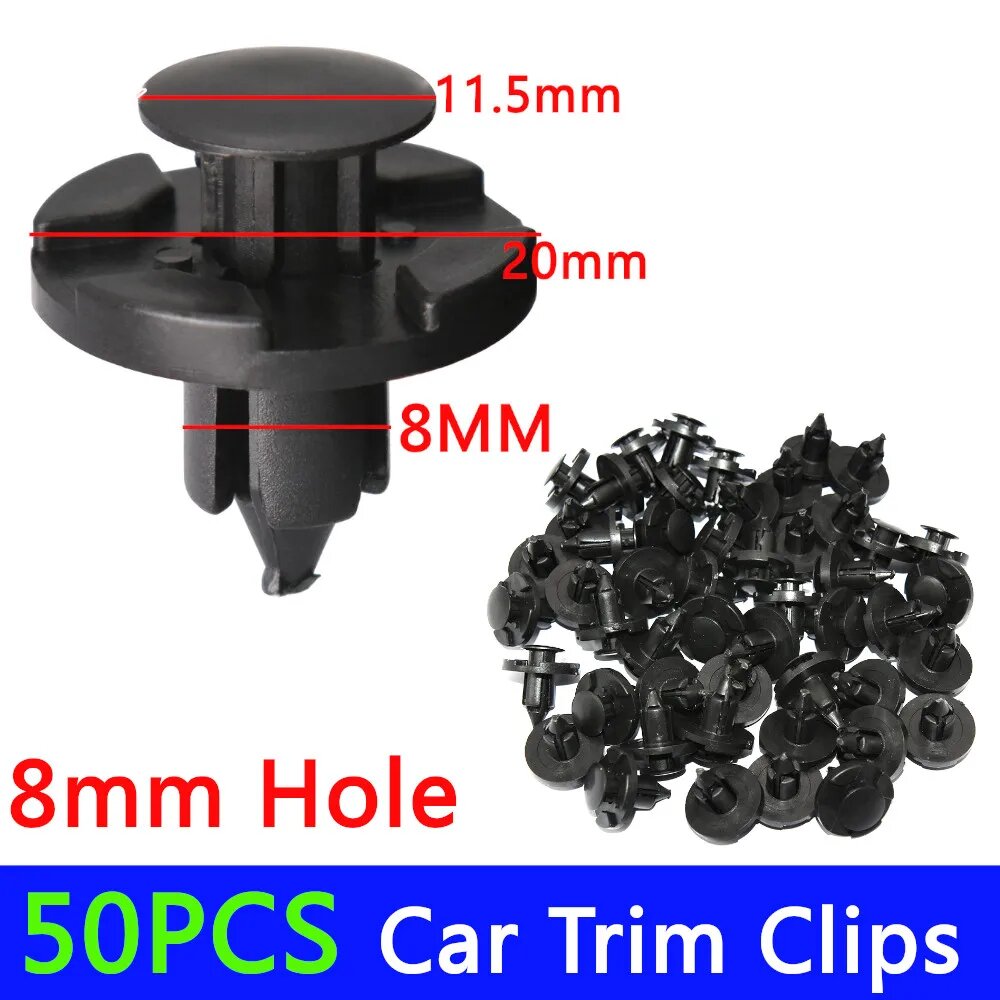 Клипсы автомобильные универсальные, 50 шт./лот, 6 мм, 7,8 мм, 8 мм 50PCS 8mm C0092
