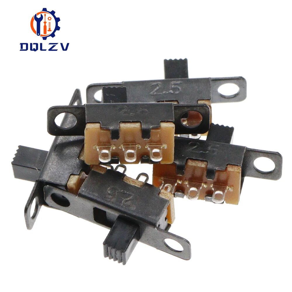 50 В 0,5 A SS12F15 Мини-размер, черный ползунковый переключатель SPDT для электронных проектов DIY G4 1P2T, тумблер, ручка 4 мм