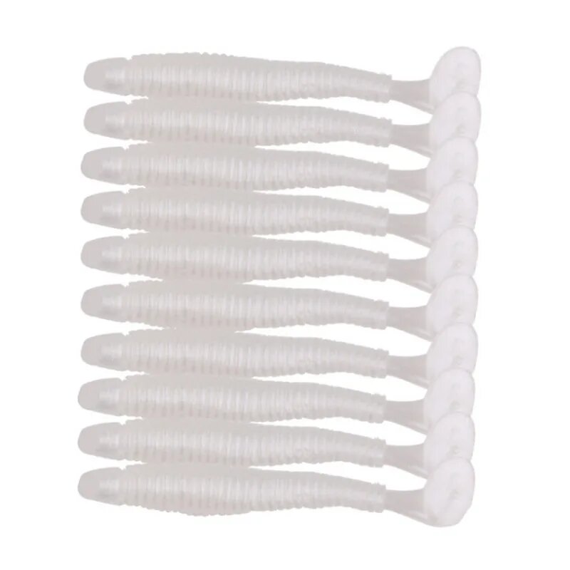 10 шт./лот, Классическая Мягкая приманка с хвостом, червь Сатурна, 0,6 г/5,2 см, светящаяся в темноте силиконовая приманка, джиг-головка, мягкие приманки для ловли карпа, окуня, рыбалка Белый, 01