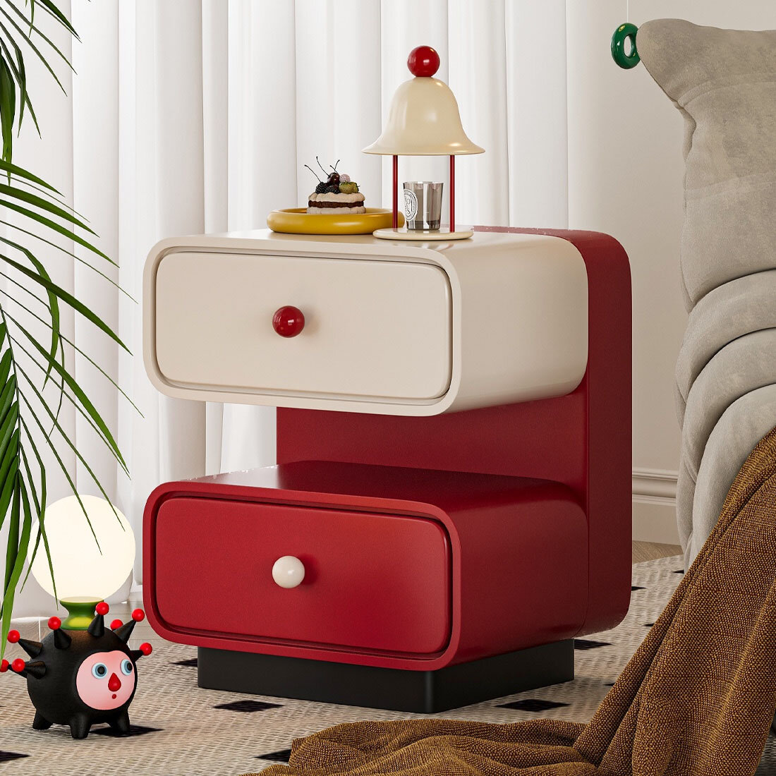 Дизайнерская прикроватная тумбочка C-TYPE (красный)