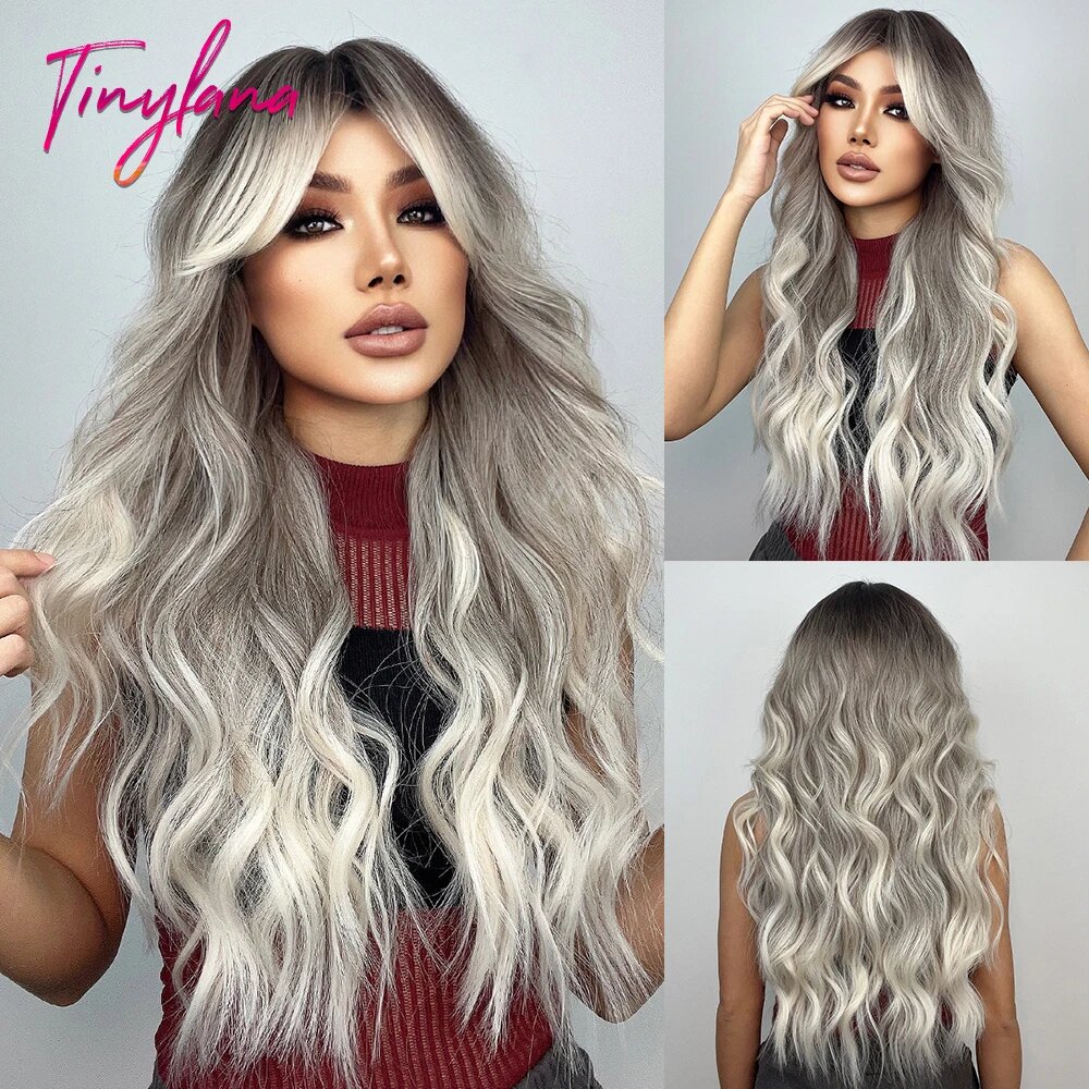 Синтетический парик TINY LANA Curly Blonde Ombre LC2102-1
