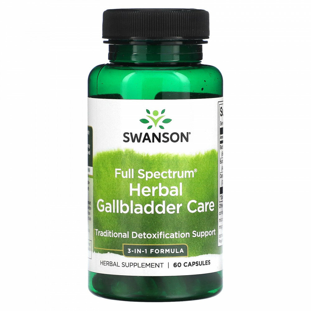 Swanson, Full Spectrum™, средство на основе трав для поддержки жёлчного пузыря, 60 капсул