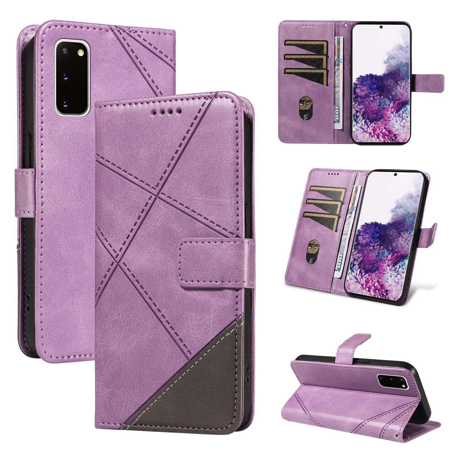 YIKATU Чехол книжка для Samsung Galaxy S20 (Самсунг Галакси С20) кожаный черный с магнитной застежкой, flip чехол с функцией подставки, С вытяжным шнуром