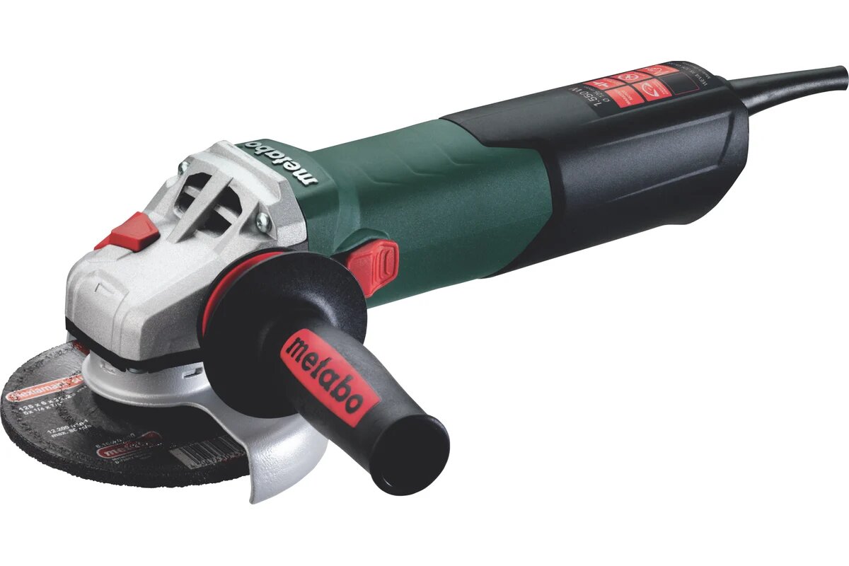 Машина шлифовальная Metabo WEVA 15-125 Quick, бесключевая смена оснастки, блокировка кнопки