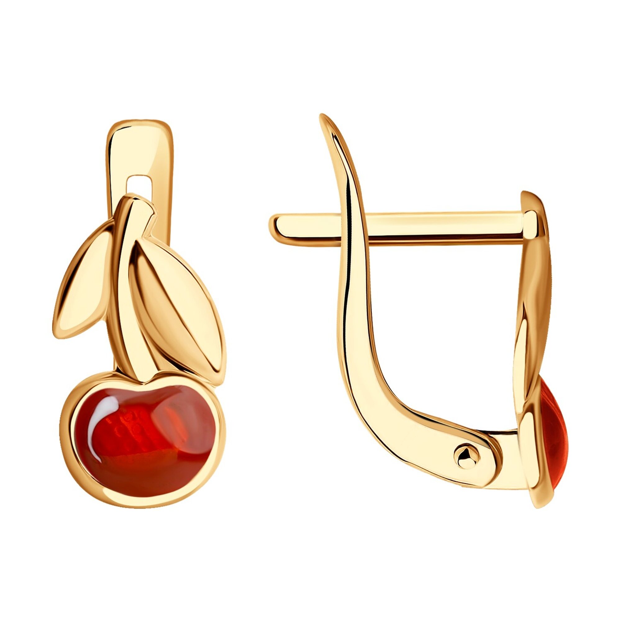 Серьги, красное золото, 585 проба, эмаль