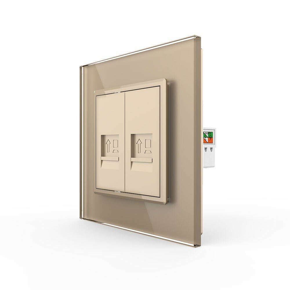 Комплект двойной интернет-розетки RJ-45 Cat.6 LIVOLO VL-C792C-13 ORIGINAL, золотая, скрытый монтаж