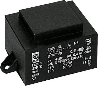 Трансформатор HAHN BVEI4811118 залитый 10ВА 230ВAC 9В 9В 556мА 556мА 300г 1 шт