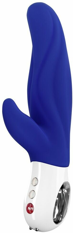 Синий вибратор с клиторальным отростком Lady Bi - 22,1 см.