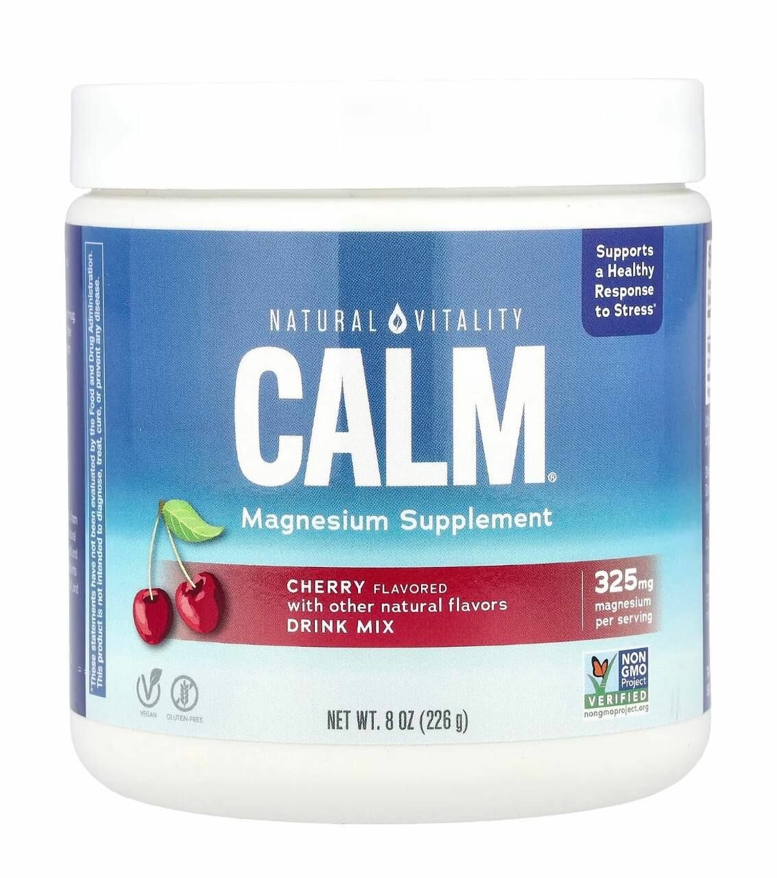 Антистрессовая смесь для напитков с магнием, магний, Natural Vitality, CALM, со вкусом вишни, 226 г