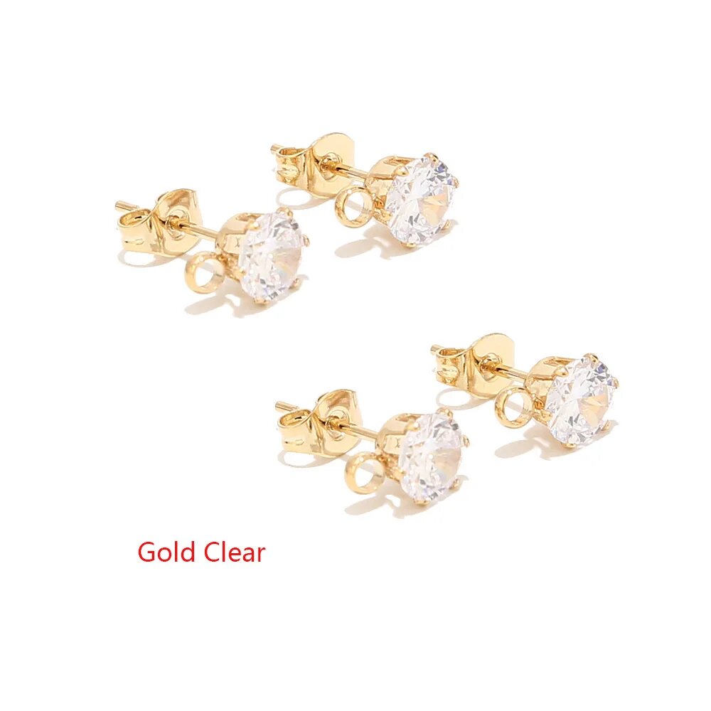 Золотые серьги-шпильки с цирконами Gold Clear