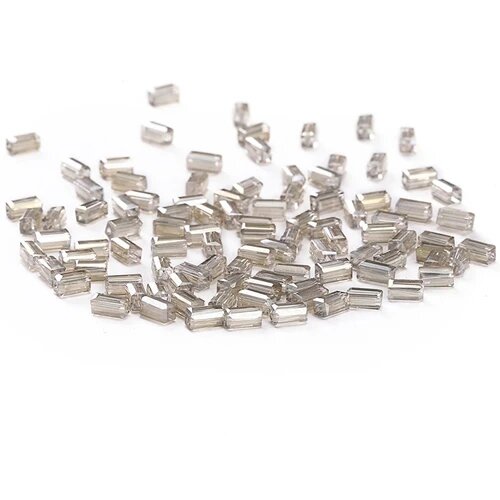 Хрустальные бусины Swarovski, серебристые, серые, квадратные, 2*4 мм, 50 шт.