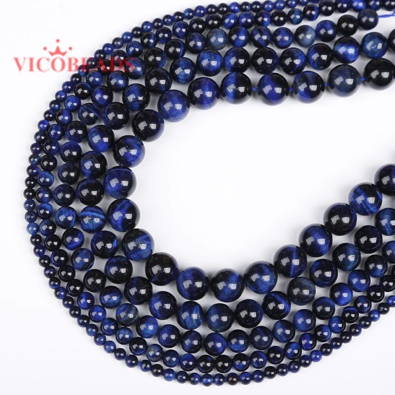 Бусины тигровый глаз Verkadebeads 4-14 мм Синий, 8mm about 46pcs, Blue Lapis Lazuli