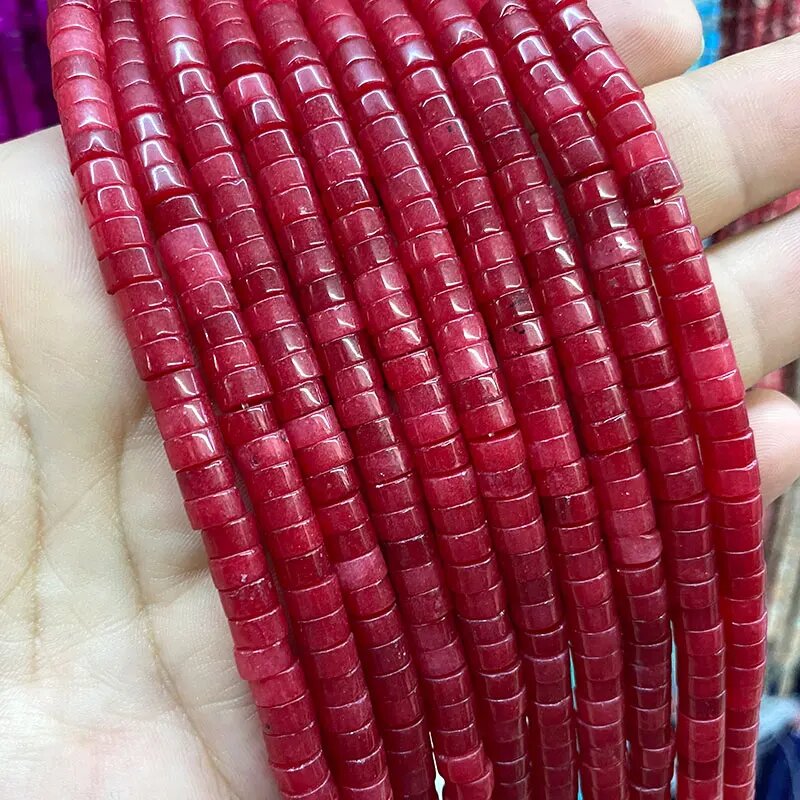 Бусины LUOMAN XIARI натуральные камень 6*3 мм Красный, dark red chalcedony