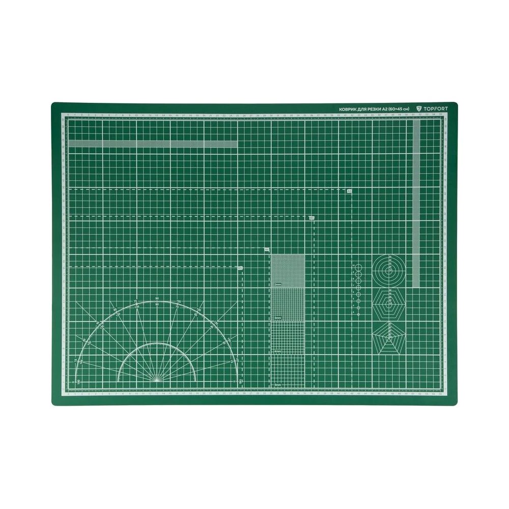 Коврик для резки 3х-слойный А2 (60x45 см), 2х-сторонний, зеленый Topfort 1881572