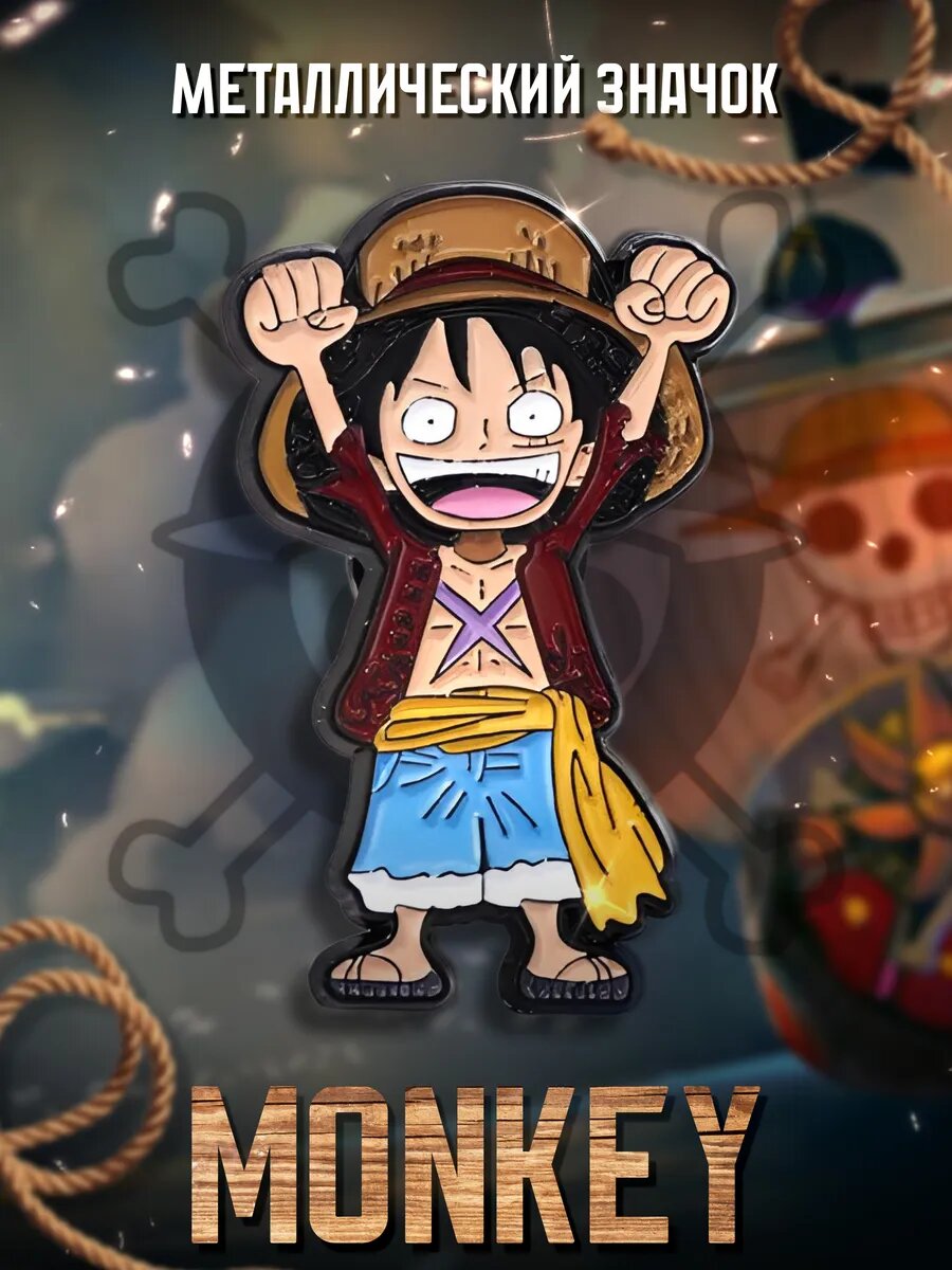 Металлический значок на рюкзак, сумку, одежду, портфель Monkey D. Luffy