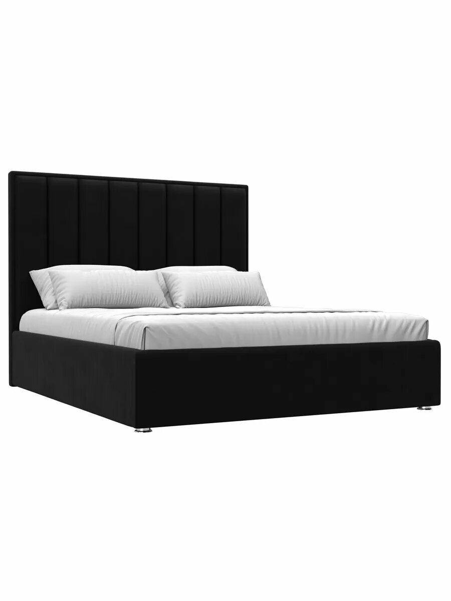 Кровать интерьерная Царица, спальное место 160х200 см, с ящиком для белья, на отропедических ламелях, микровельвет