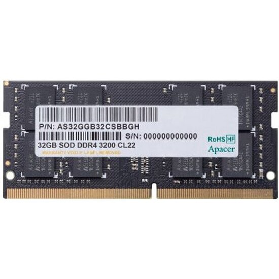 Оперативная память SODIMM Apacer DDR4 32GB 3200MHz PC-25600 CL22 1.2V (AS32GGB32CSBBGH/ES.32G21. PSI)