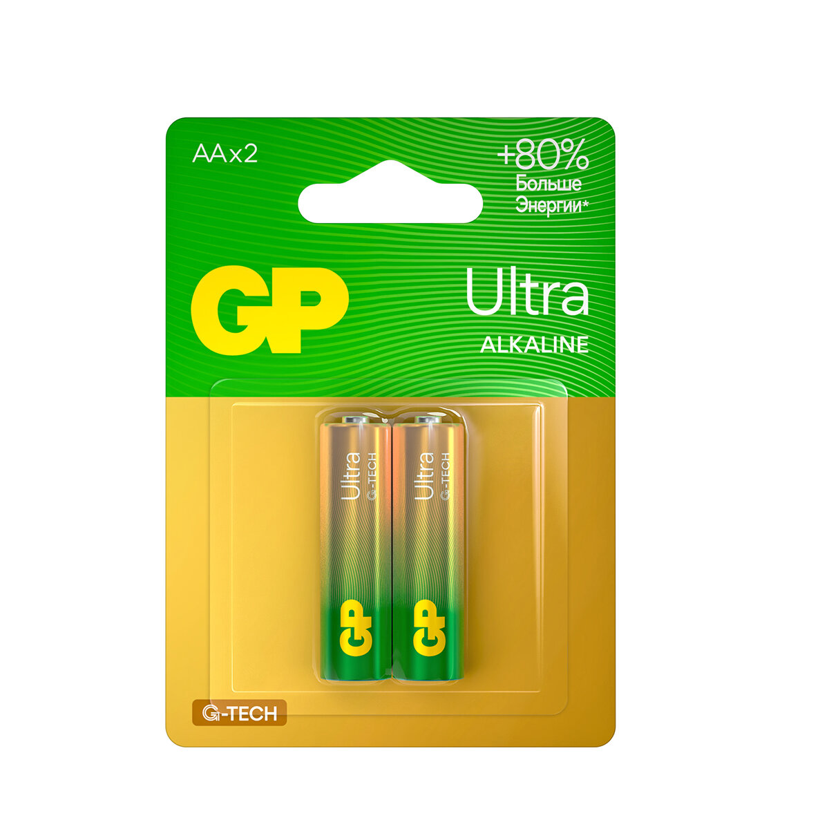 Батарейка GP Ultra Alkaline 15AUA21-2CRSBC2, типоразмер АА, 2 шт