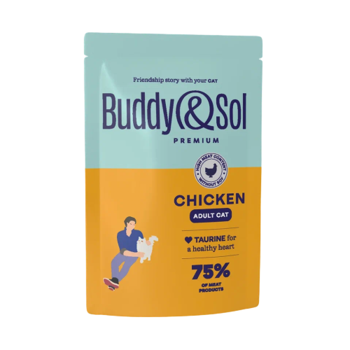 Buddy&Sol PREMIUM ADULT для взрослых кошек (курицав соусе) 0,085г