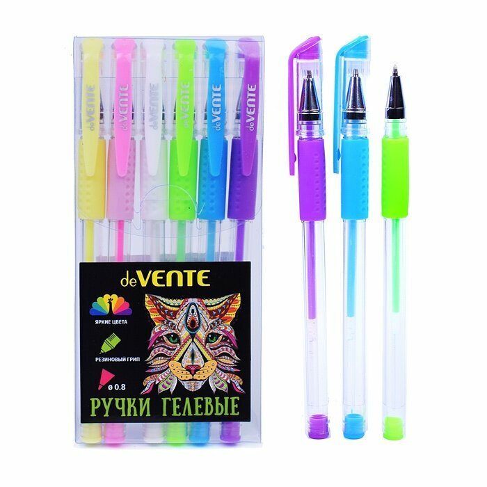 Гелевые ручки deVENTE "Moonlight", 6 цветов, пастель с эффектом Highlighter, для рисования на черной бумаге