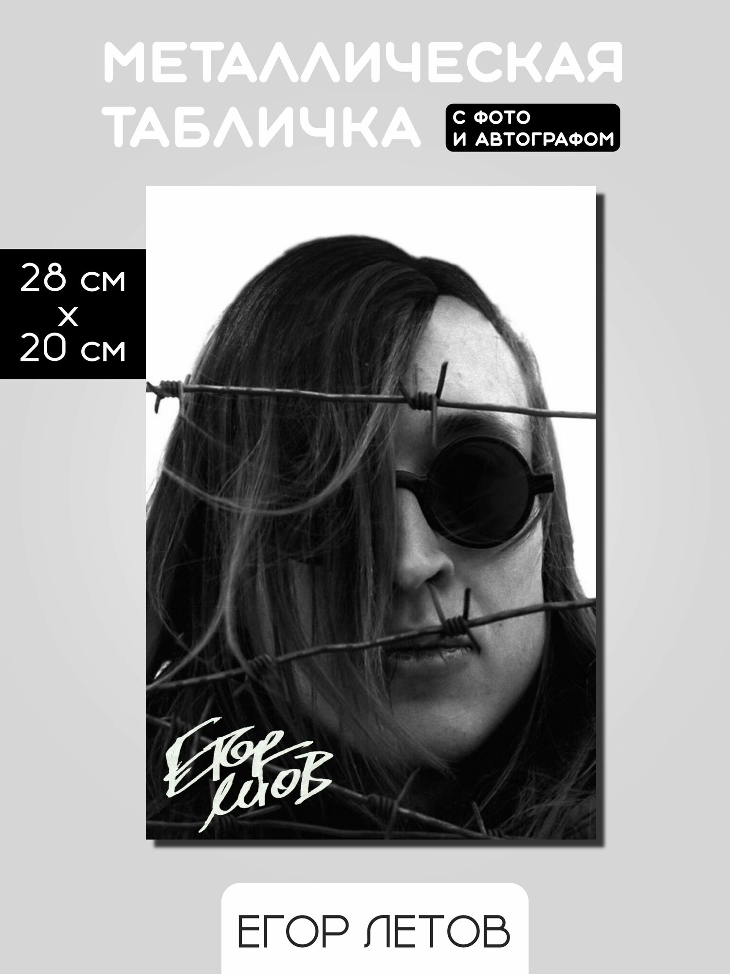 Металлическое фото с автографом Егор Летов 280х200мм