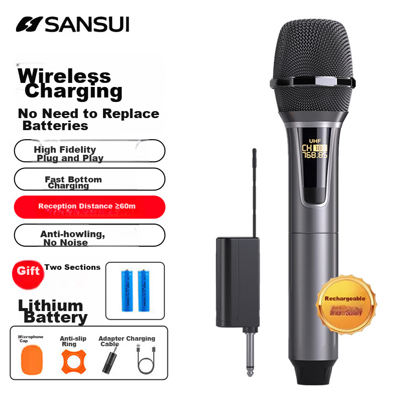 Bluetooth-микрофон SANSUI U6 для вокала, концертный, для караоке, gray