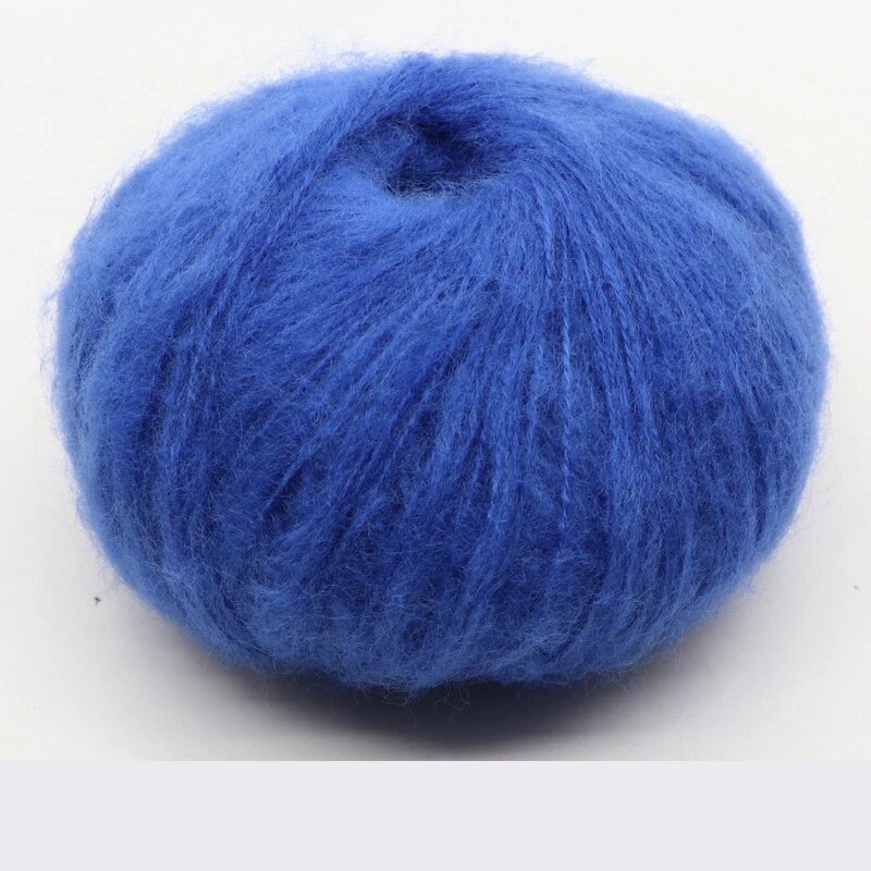 Длинная плюшевая кашемировая мохеровая пряжа 25г, 20% мохер, 80% акрил для вязания Синий, 25 light royal blue