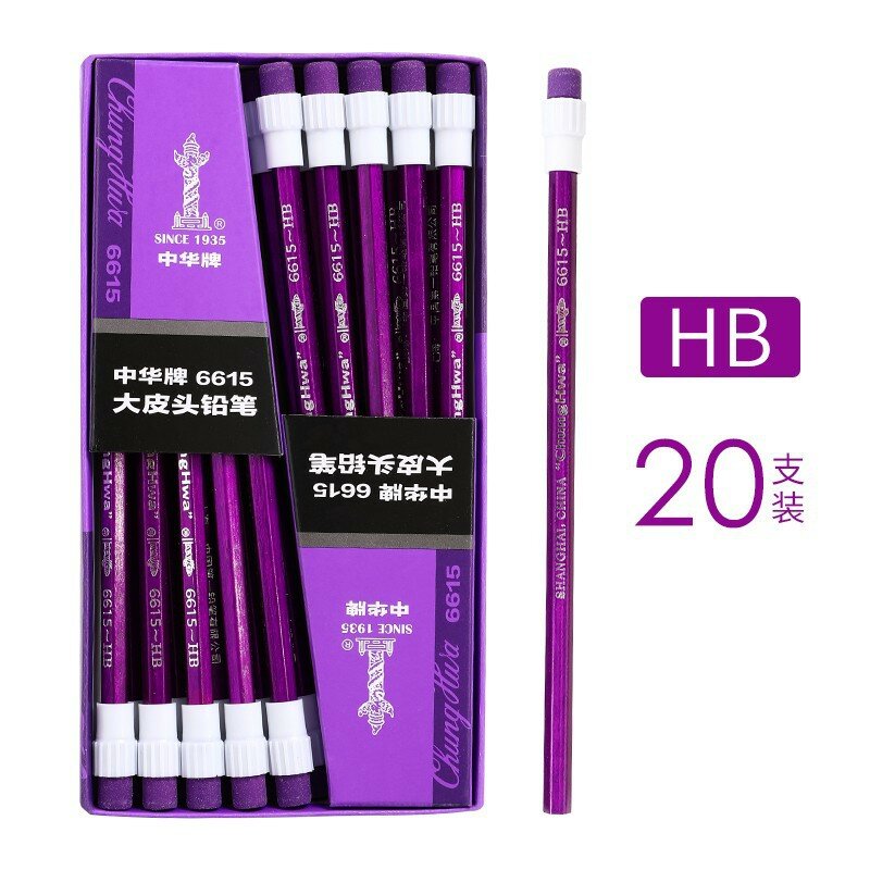 Карандаш Zhonghua 6615 HB, шестигранный, дерево, фиолетовый, 20 шт