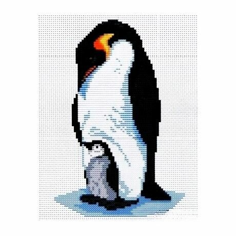Набор для вышивания крестом "Пингвины" 117, 12х17 см, Lutars