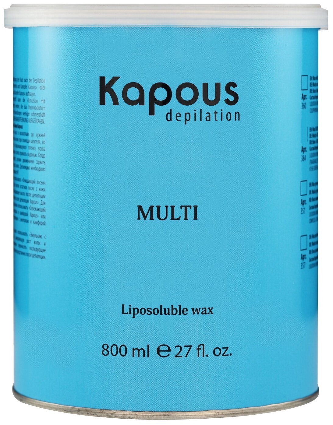 Воск Kapous SILVER жирорастворимый для спортсменов и мужчин в банке, 800мл