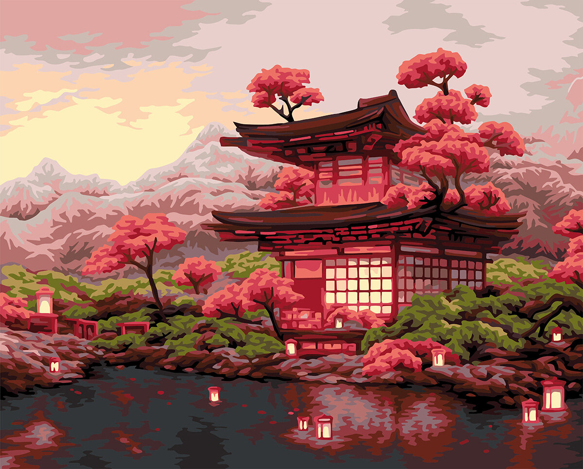 Фрея Набор для раскрашивания по номерам со светодиодами 50x40 см День цветения сакуры