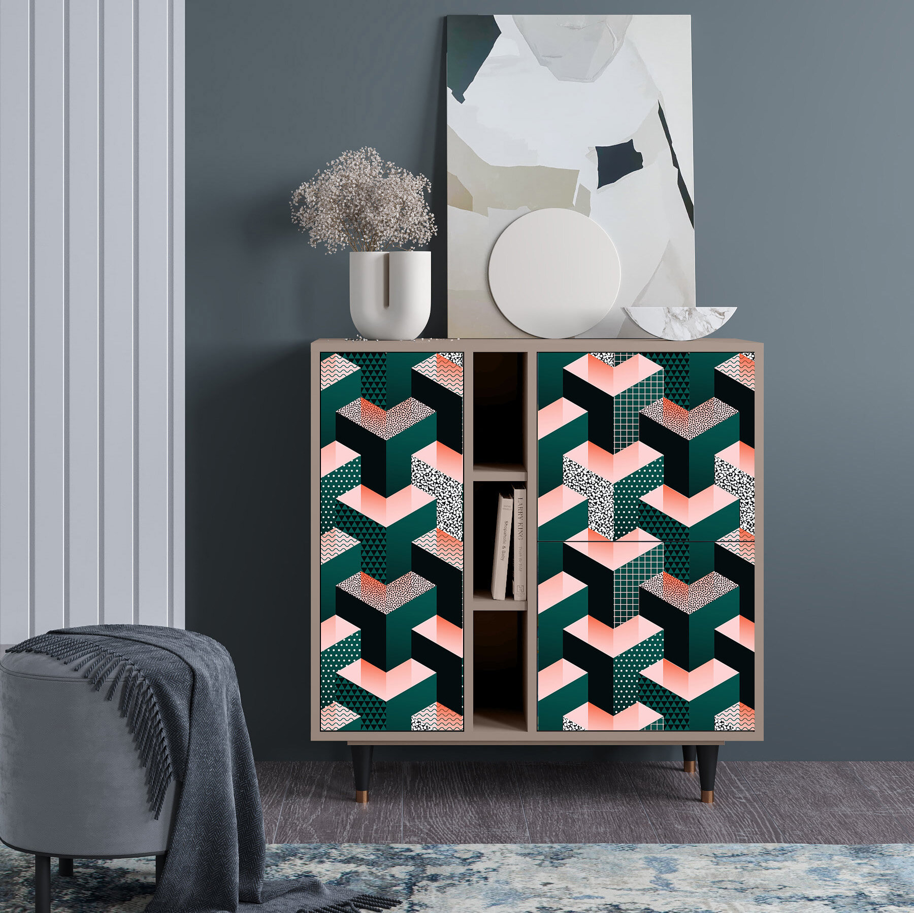 Комод - STORYZ - BS5 Geometric Madness, Размер - 94 x 96 x 41 см, Цвет корпуса - , Бежевый