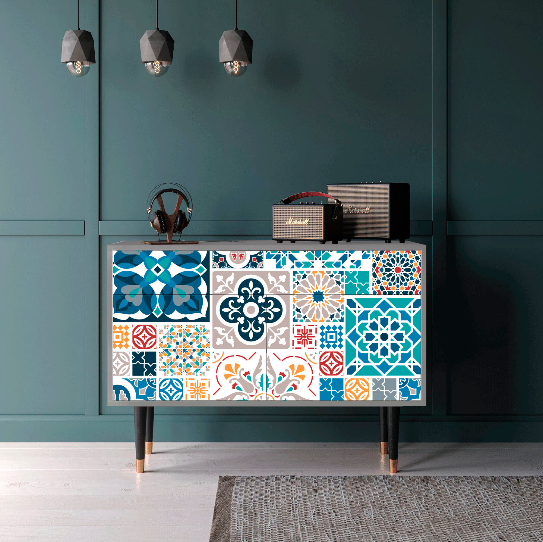Комод - STORYZ - BS4 Moroccan Market, Размер - 115 x 85 x 48 см, Цвет корпуса - Серый