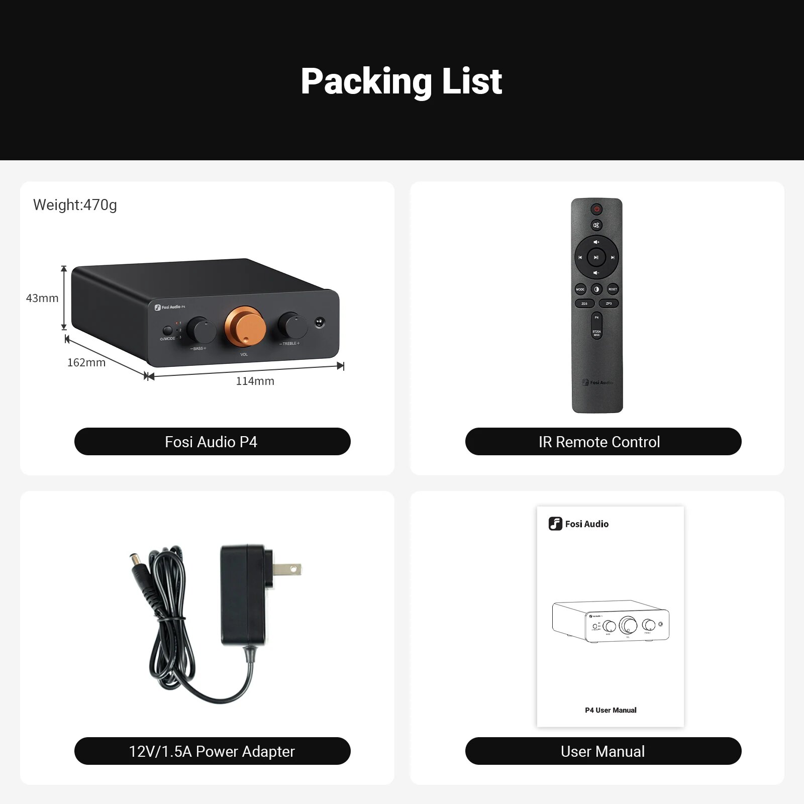 Fosi Audio P4 HiFi предусилитель with power supply