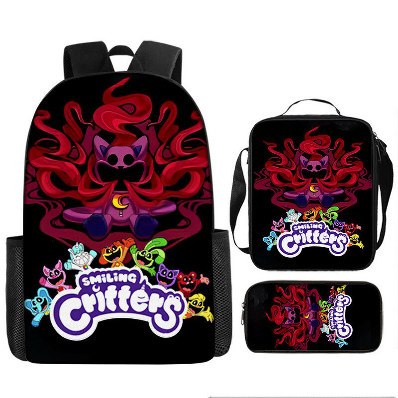 Рюкзак школьный + сумка через плечо + пенал-3 и 1 Сумка школьная мальчика для девочки подарок- smiling critters