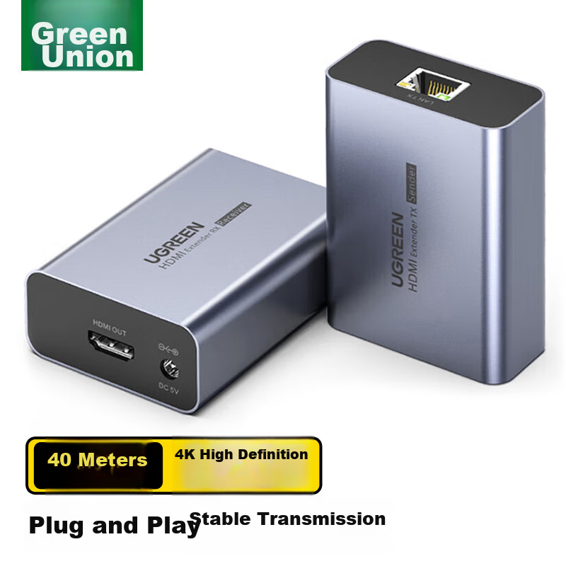 Lulian HDMI Extender, 40 Meters/4K, 70 Meters/1080P, RJ45 to HDMI, Network Transmission, Single Network Cable Transmitter, Network HD Video Signal Amplifier, One Pair, 20519
