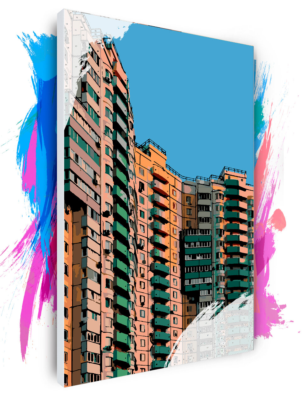 Картина по номерам на холсте Многоэтажка, 80 х 120 см