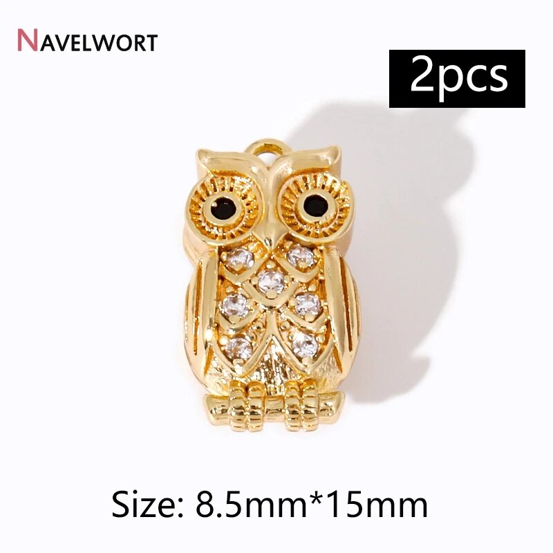 NAVELWORT Позолоченные латунные подвески голова быка/крокодил/сова/пиранья 14K gold plated-2Pcs