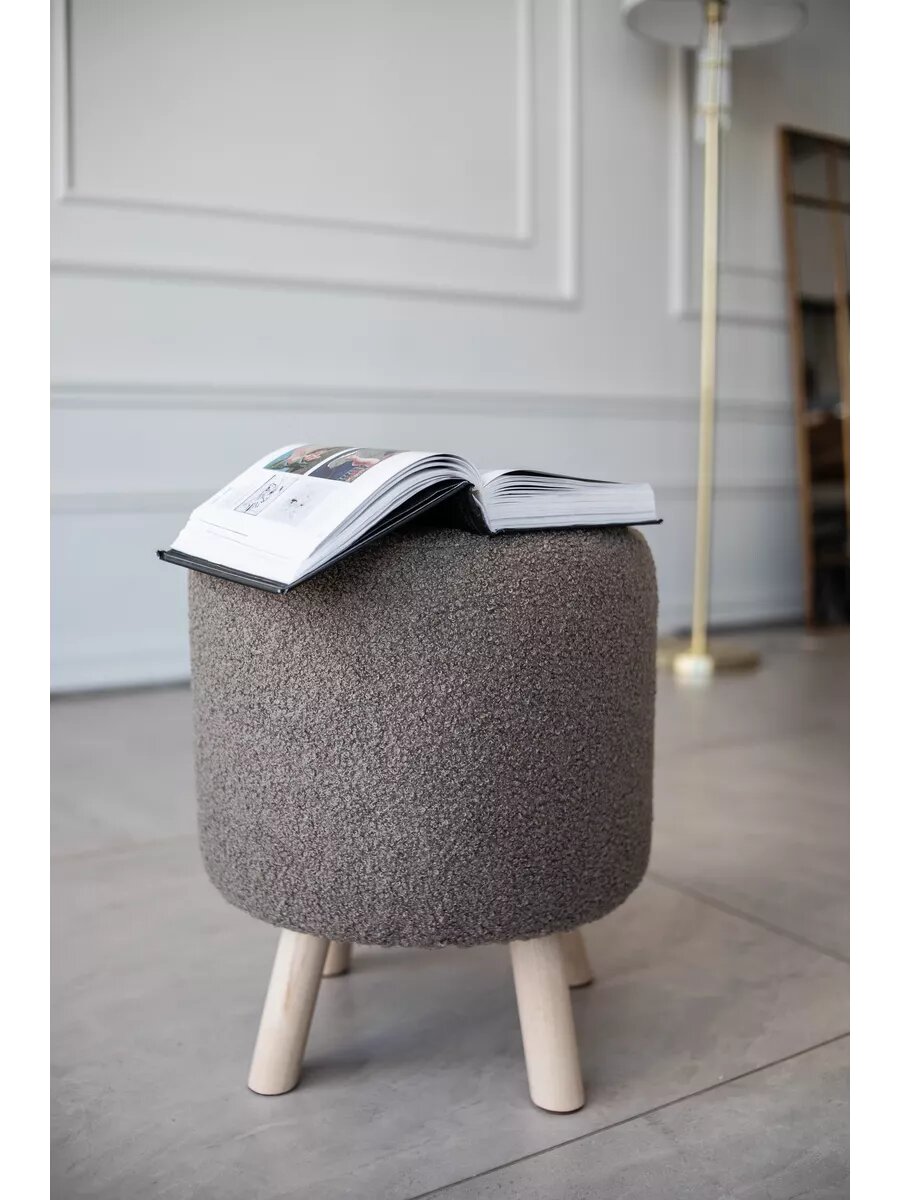 Чехол на пуфик букле круглый 35см, антивандальный, на резинке