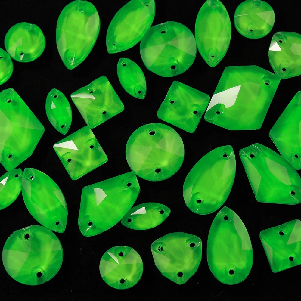 Неоновые стеклянные стразы JIN для декора 100PCS Mix, Изумрудный, Green