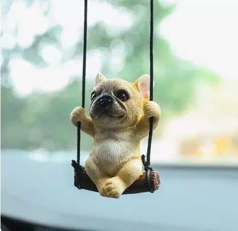 Милые украшения для Французский бульдог, дерущихся на качелях / аксессуары для автомобильных зеркал заднего вида