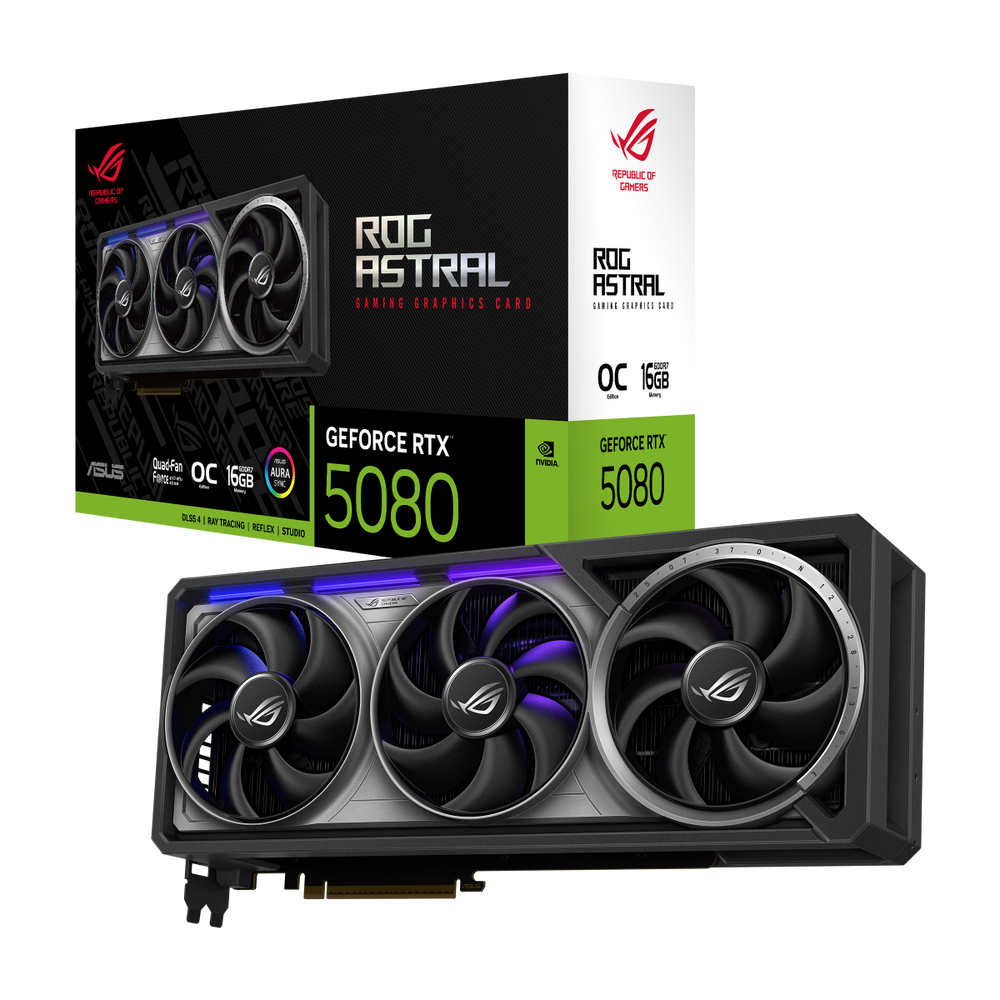 Видеокарта ASUS RTX5080 ROG ASTRAL OC 16GB GDDR7 256bit 3xDP 2xHDMI 3FAN RTL [ROG-ASTRAL-RTX5080-O16G-GAMING]