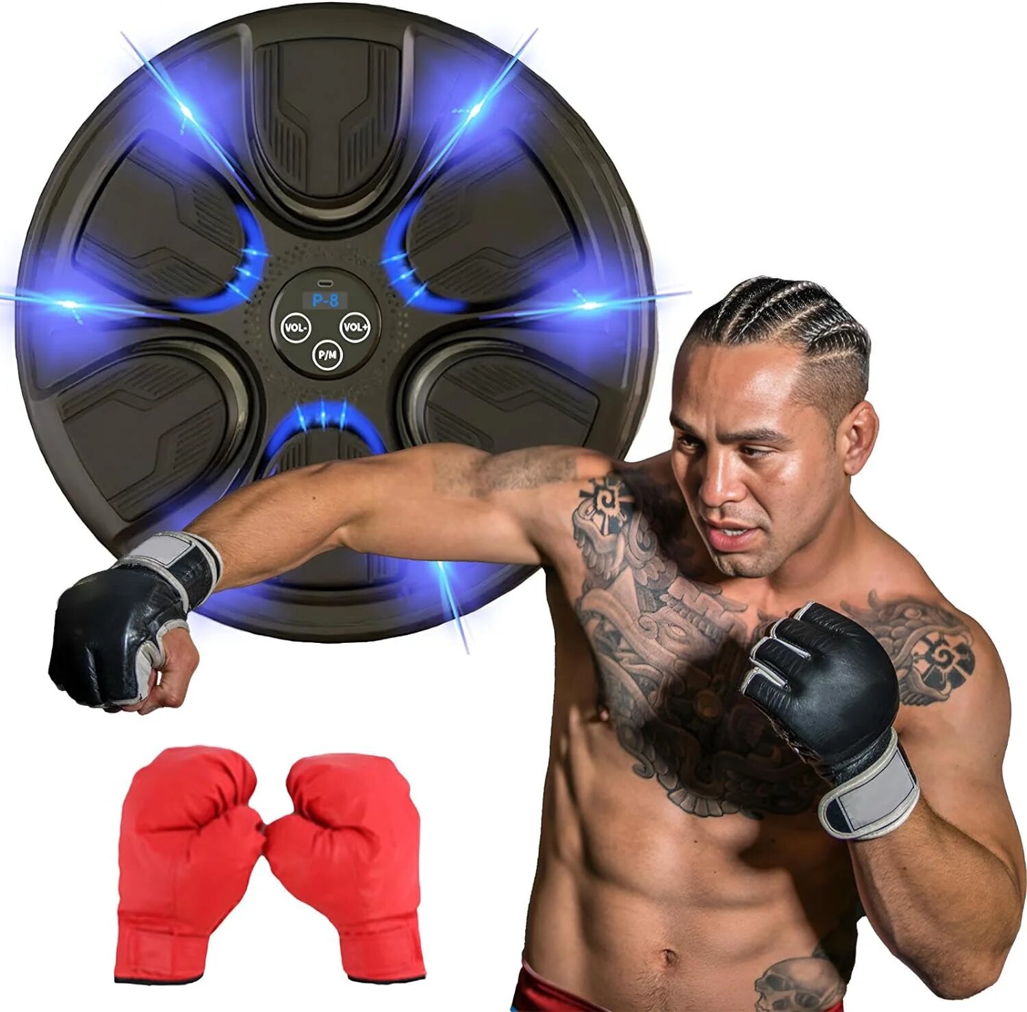 Музыкальный боксерский тренажер с прикрепленными боксерскими перчатками, настенный умный музыкальный боксерский тренажер