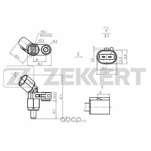 Датчик ABS передн. лев. VW Polo III 94- Passat III IV 93- Golf III-V 91- Skoda Octavia (1U2 1U5 ZEKKERT SE6182
